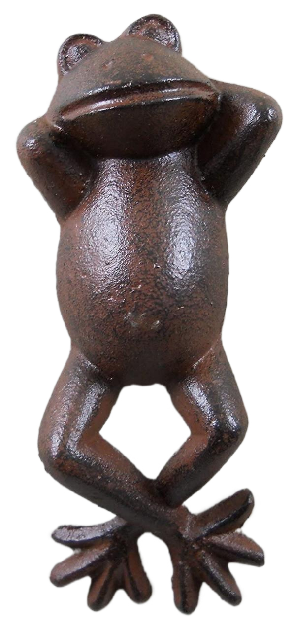 Cast Iron Relaxing Lazy Frog Figurine Frog Miniature Statue for Garden ...
